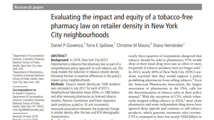 Evaluating the impact and equity of a tobacco-free pharmacy law on ... Evaluating the impact and equity of a tobacco-free pharmacy law on ...